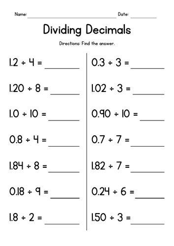 Dividing Decimals by Whole Numbers | Teaching Resources Dividing Decimals by Whole Numbers | Teaching Resources