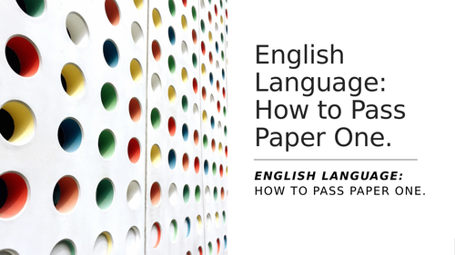 English Language: Paper One | Teaching Resources