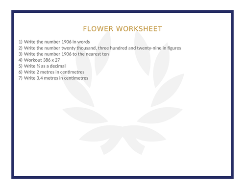 FLOWER WORKSHEET 60 | Teaching Resources