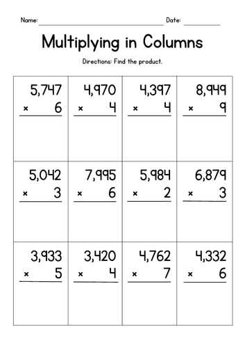 Multiplying 4-Digit by 1-Digit Numbers | Teaching Resources Multiplying 4-Digit by 1-Digit Numbers | Teaching Resources