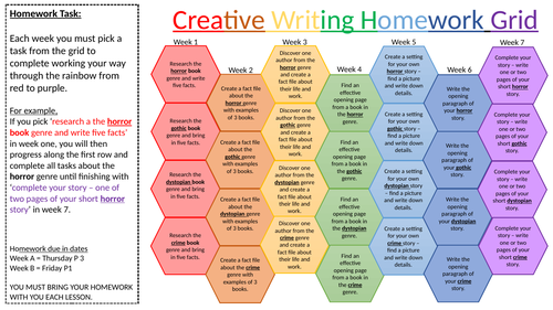 Creative Writing Homework Grid | Teaching Resources Creative Writing Homework Grid | Teaching Resources