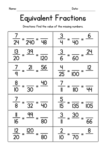 Writing Equivalent Fractions Worksheets | Teaching Resources Writing Equivalent Fractions Worksheets | Teaching Resources