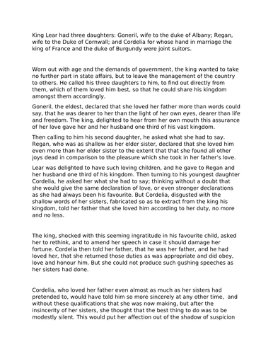 Home School Resource - an introduction to the play KING LEAR by William ...