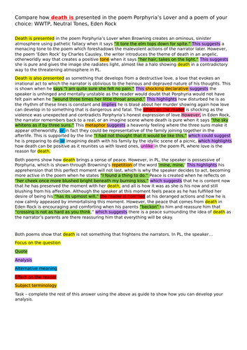 Porphyria's Lover Comparison | Teaching Resources