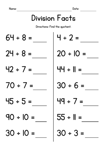 Division Facts Practice Worksheets Decimal Division Worksheets Division Facts Practice Worksheets Decimal Division Worksheets