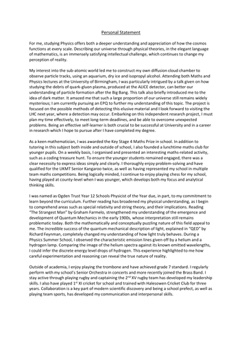 Oxford Physics Personal Statement | Teaching Resources Oxford Physics Personal Statement | Teaching Resources