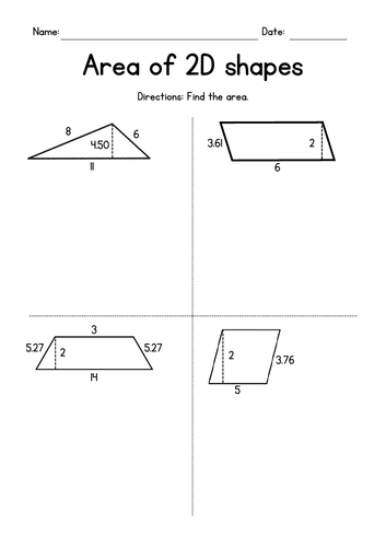 Area of Triangles, Parallelograms and Trapezoids | Teaching Resources