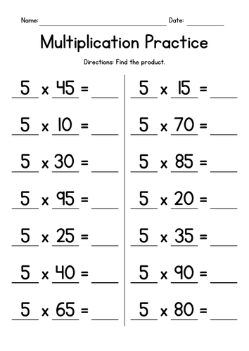 Multiplying 5 by Multiples of 5 | Teaching Resources