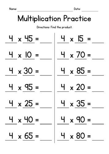 Multiplying 4 by Multiples of 5 | Teaching Resources