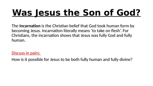 RE Was Jesus the Son of God? PPT & lesson | Teaching Resources