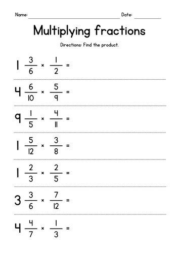 Multiplying Mixed Numbers by Proper Fractions | Teaching Resources