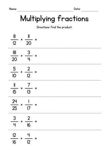 Multiplying Fractions Worksheets | Teaching Resources Multiplying Fractions Worksheets | Teaching Resources