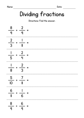 Dividing Fractions Worksheets | Teaching Resources Dividing Fractions Worksheets | Teaching Resources