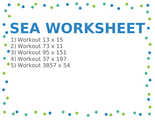 SEA WORKSHEET 1 | Teaching Resources
