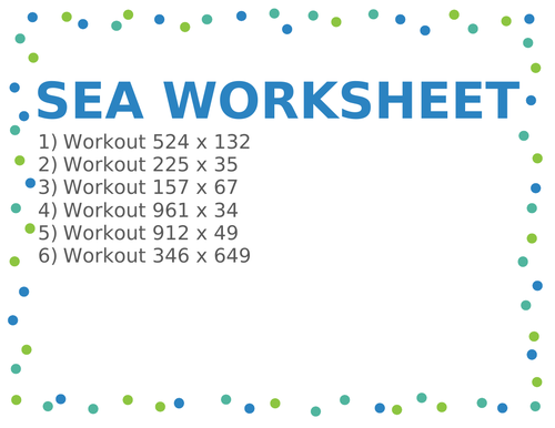 SEA WORKSHEET 21 | Teaching Resources