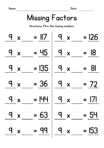 Multiplication Worksheets 9 Times Tables