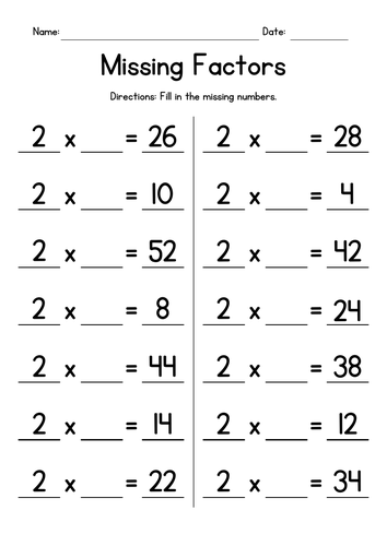 Multiplication Tables of 2 - Missing Factors | Teaching Resources