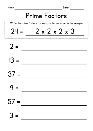 Prime Factors Worksheets | Teaching Resources
