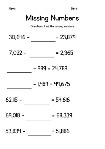 Subtraction Worksheets - Missing Numbers | Teaching Resources Subtraction Worksheets - Missing Numbers | Teaching Resources