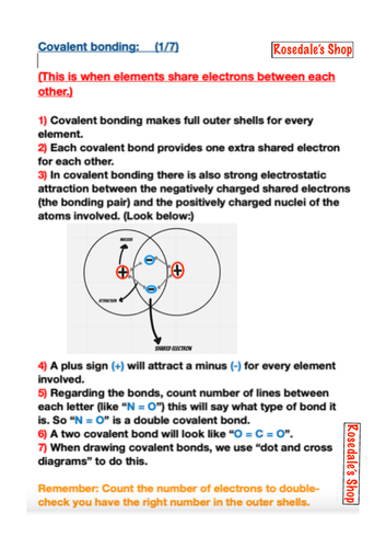 Covalent Bonding Revision Guide with Dot & Cross Examples | GCSE ...