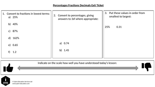 Converting Percentages and Fractions full lesson | Teaching Resources