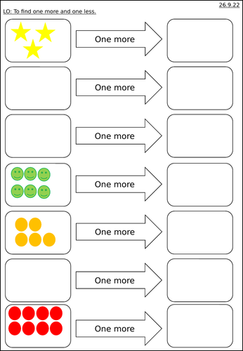 Year 1 - One more and one less worksheet | Teaching Resources