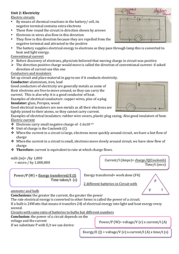 GCSE CCEA Double Award Physics Electricity Revision Notes | Teaching ... GCSE CCEA Double Award Physics Electricity Revision Notes | Teaching ...