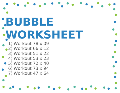BUBBLE WORKSHEET 50 | Teaching Resources