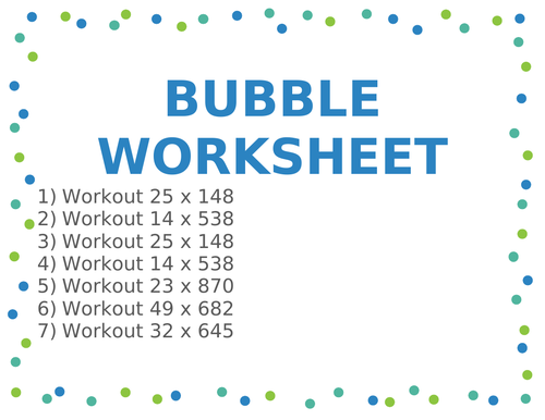BUBBLE WORKSHEET 84 | Teaching Resources