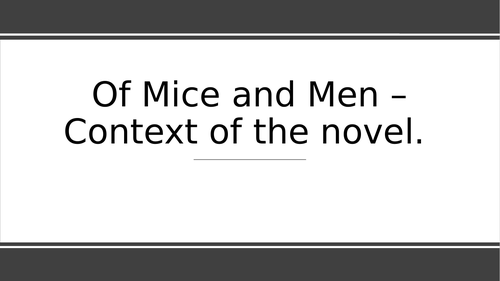 Of Mice and Men context | Teaching Resources