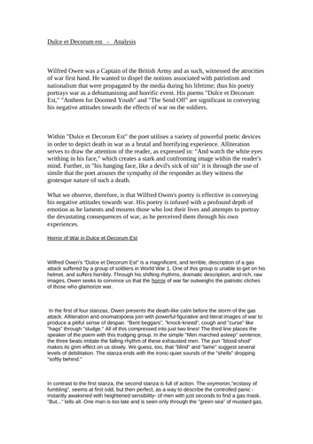 GCSE analysis of the war poem Dulce et Decorum Est - English Literature ...