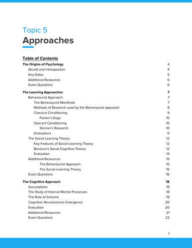 AQA A-LEVEL APPROACHES - Revision notes and Workbook | Teaching Resources