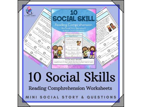 10 SOCIAL SKILL Reading Comprehension Mini Social Narrative - Engaging ...