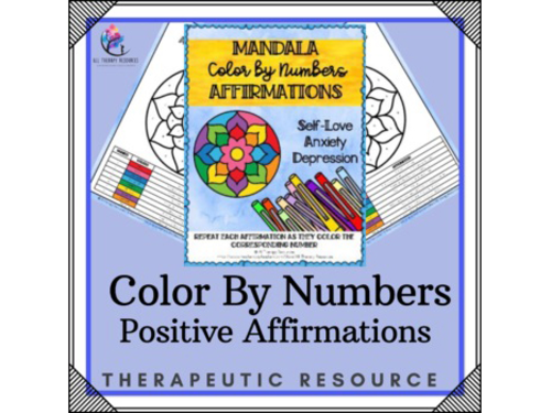Mental Health Mandala Color by Numbers Depression Self-Love Anxiety ...