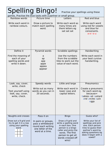 Spelling Bingo | Teaching Resources