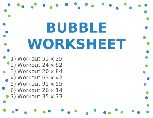 BUBBLE WORKSHEET 221 | Teaching Resources