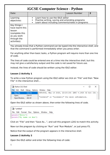 Writing and saving Python programs using the IDLE editor | Teaching ... Writing and saving Python programs using the IDLE editor | Teaching ...