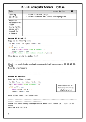 WHILE loops in Python | Teaching Resources WHILE loops in Python | Teaching Resources