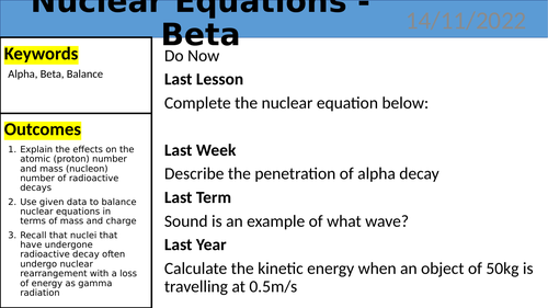 KS4 Science - Nuclear Equations Beta | Teaching Resources