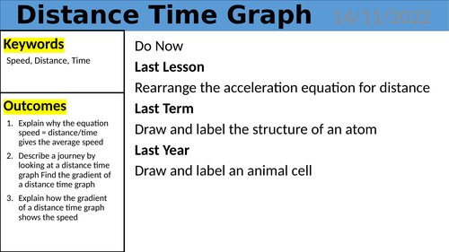 KS4 Science - Distance & Velocity Time Graphs | Teaching Resources