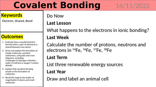 KS4 Science - Covalent Bonding | Teaching Resources KS4 Science - Covalent Bonding | Teaching Resources