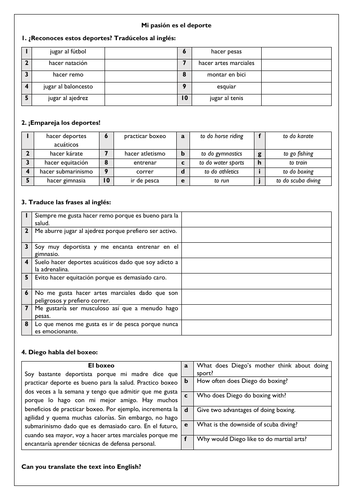 Sport - el deporte Spanish | Teaching Resources