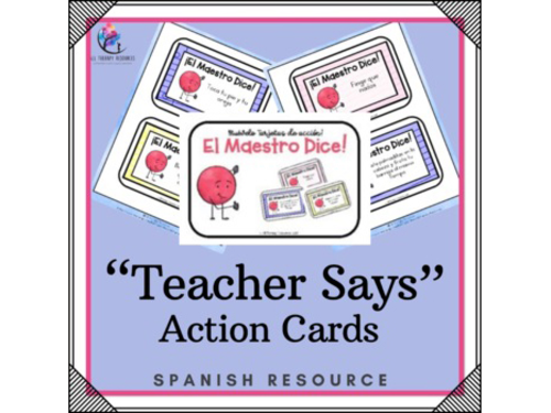 SPANISH VERSION - Teacher Says Action Verb Cards (Simon Says) - Task ...