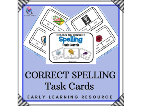 SPELLING Task Cards - Colour the Correct Spelling | Teaching Resources