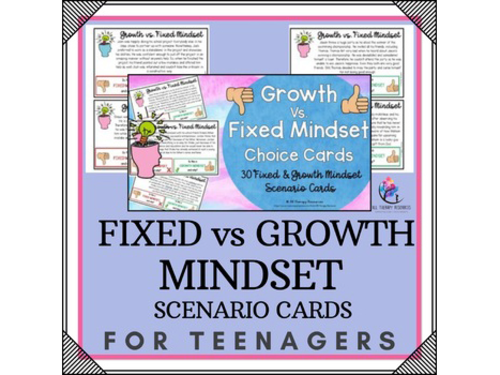 GROWTH VS FIXED MINDSET Scenario Choice Cards I School Counseling ...