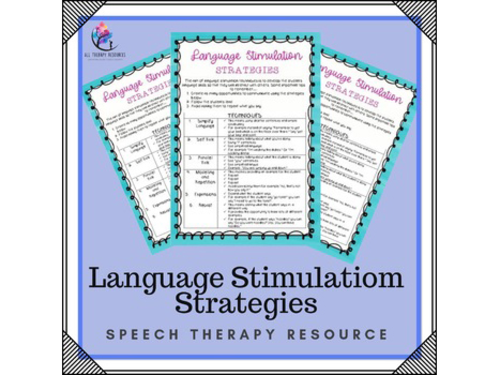 Speech Therapy Resource - Language Stimulation Activities (special ...
