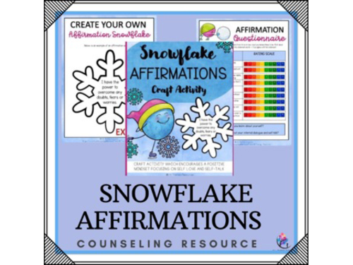 Growth Mindset Positive Affirmations Winter Snowflake Craft Activity ...