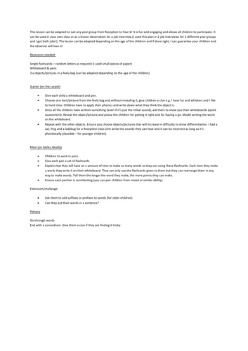 Outstanding lesson plan observation/interview | Teaching Resources