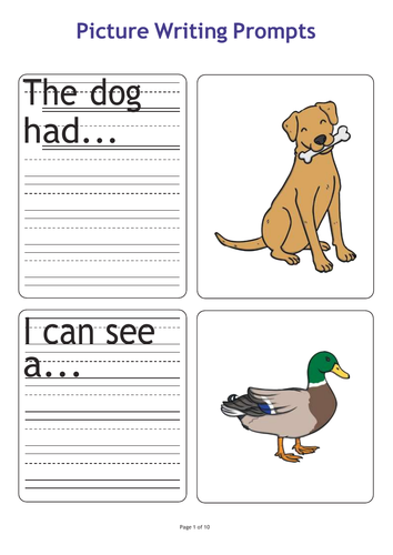 Simple Sentence Writing Prompt Pictures | Teaching Resources