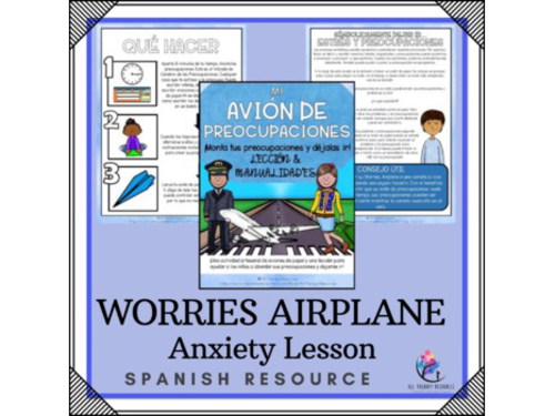 SPANISH VERSION - Worries Airplane Lesson & Craft CBT Counseling ...